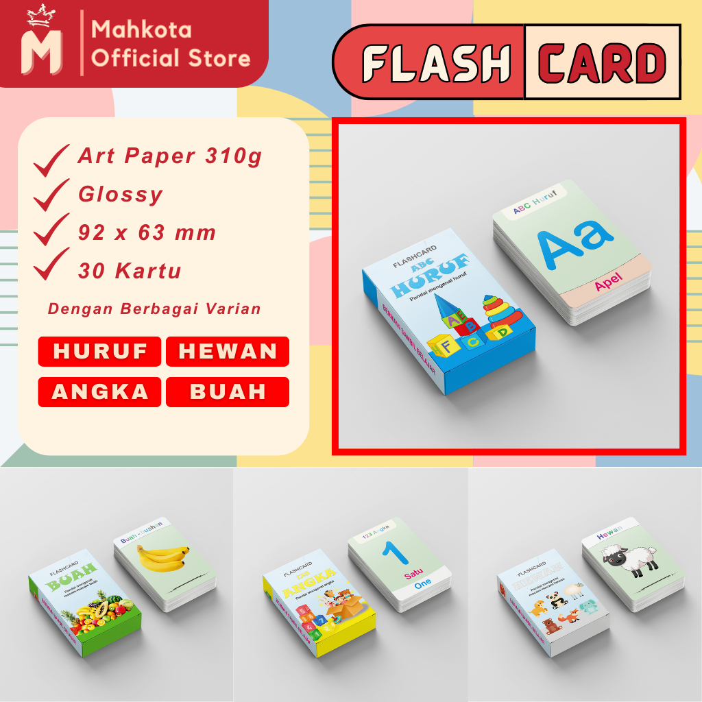 Jual Flash Card Edukasi Mahkota / Flashcard Edukatif Anak / Kartu ...