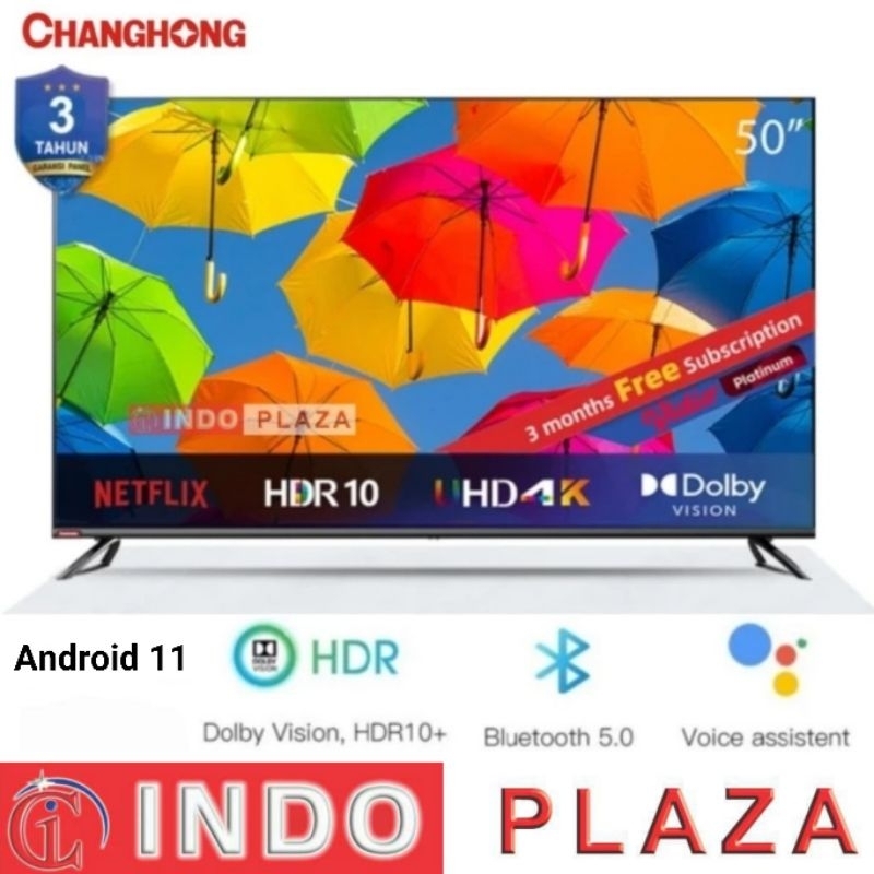 Jual TV CHANGHONG 50 Inch 50H7 PRO GOOGLE TV 4K UHD SMART ANDROID | Shopee Indonesia