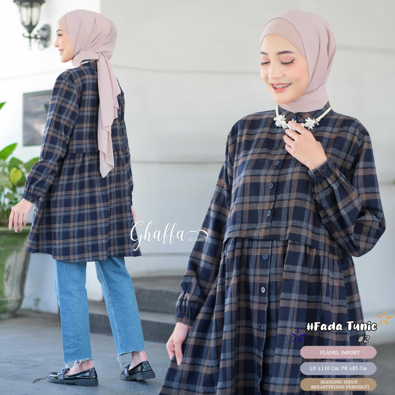Jual Fada Tunik Muslim Flanel Motif Kotak Kotak by GHAFFA | Shopee ...