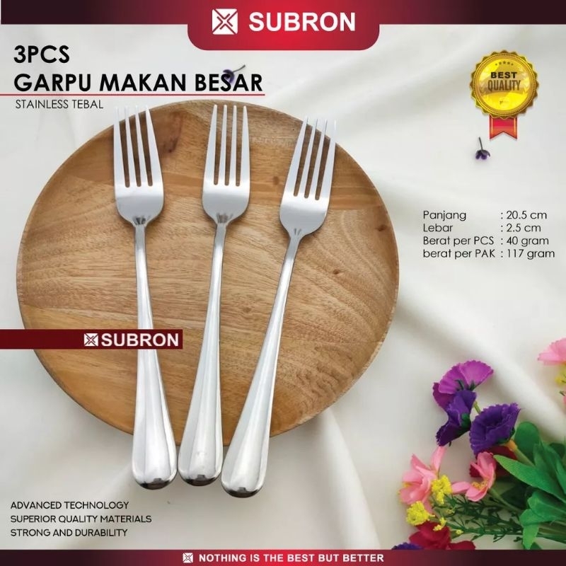 Jual Sendok Garpu Makan Stainless SUBRON SK 189 26gram 1pak isi 6pcs ...