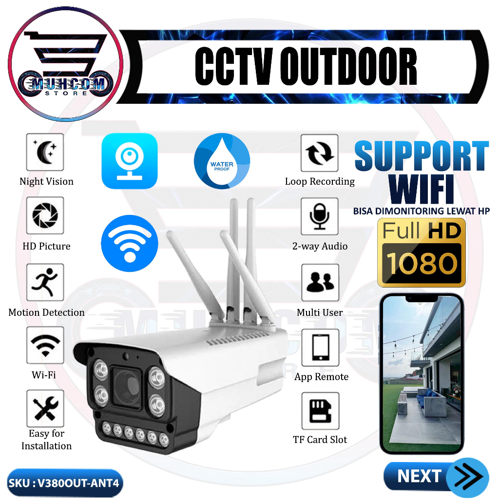 Jual IP Camera CCTV Wifi Indoor Outdoor Wireless 4 Antena 4 IR 6 LED ...