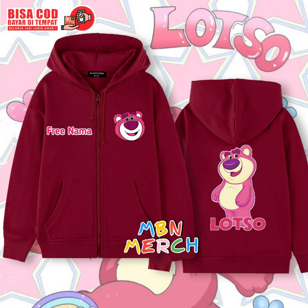 Jual Hoodie Zipper anak lotso toy story/jaket resleting | Shopee Indonesia
