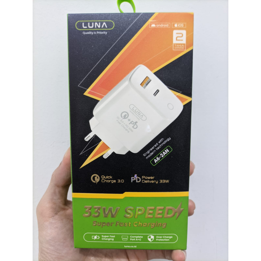 Jual Luna Adapter Kepala Charger Super Fast Charging PD 33 Watt Type C ...
