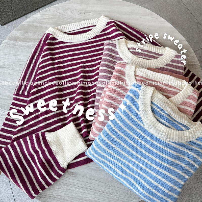 Jual SWEETNESS STRIP SWEATER CROP // CROP SWEATER RAJUT STRIP GARIS ...