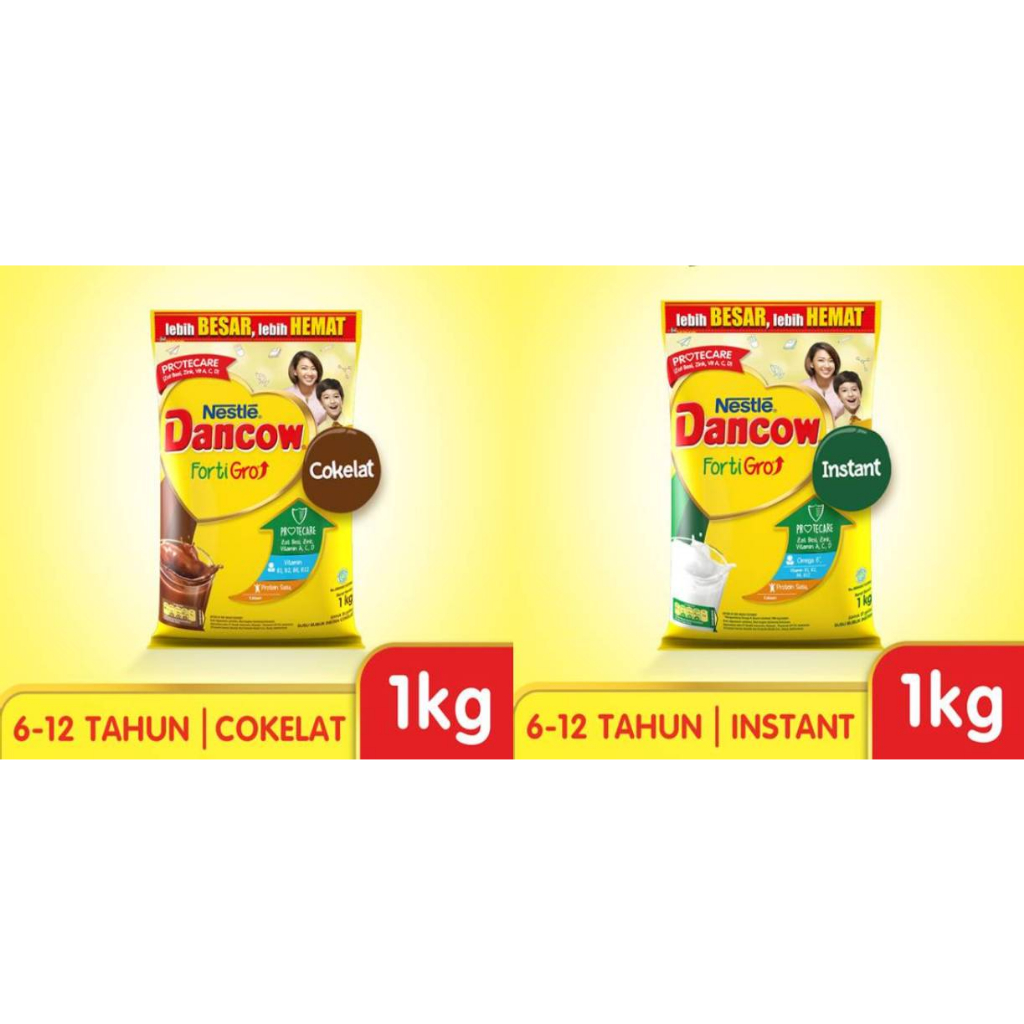 Jual Dancow Fortigro Instan Coklat Pouch 1kg Full Cream 780gr Susu ...
