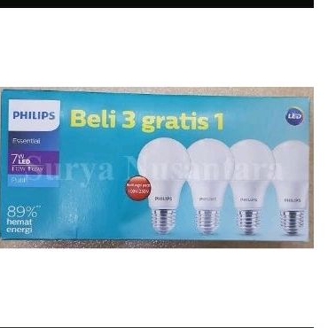 Jual Lampu Philips LED 7 Watt Essential Multipack harga per 1 lampu ...