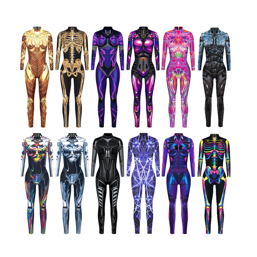 Jual Women CyberPunk Mechanical Steampunk Robot Punk Skeleton Jumpsuit ...