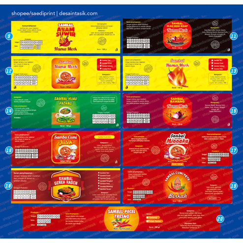Jual LABEL STIKER SAMBAL BOTOL, TOPLES 150 gr, 100 gr, 200 gr, Cepat ...
