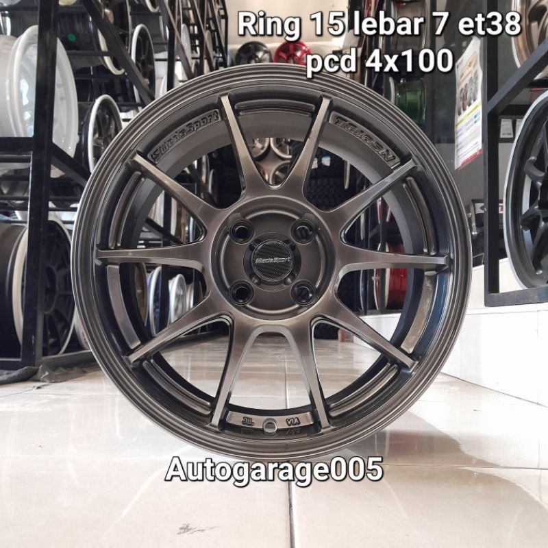 Jual Velg tc105 N ring 15 lebar 7 et38 pcd 4x100 hyper black | Shopee Indonesia
