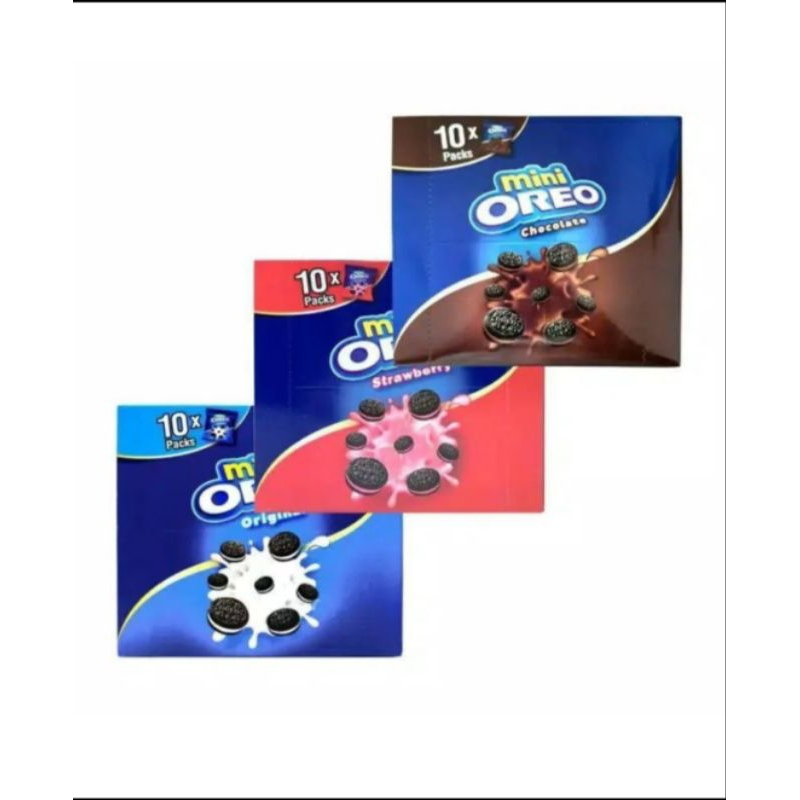 Jual .Oreo Mini Biskuit Original, Strawberry, Chocolate Sekotak isi 10 ...