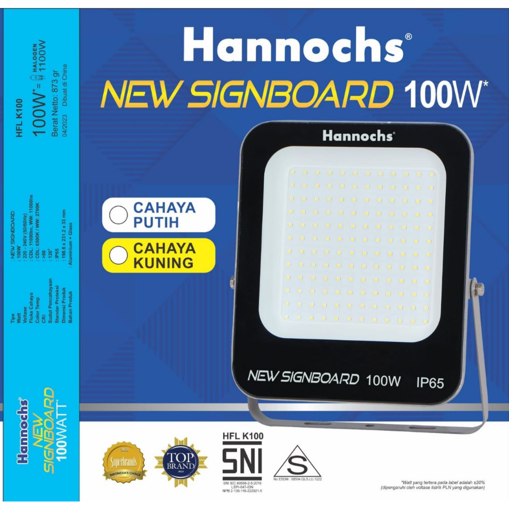 Jual Lampu Sorot Hannochs 100W HVF IP65 / LED Sorot Hannoch New ...