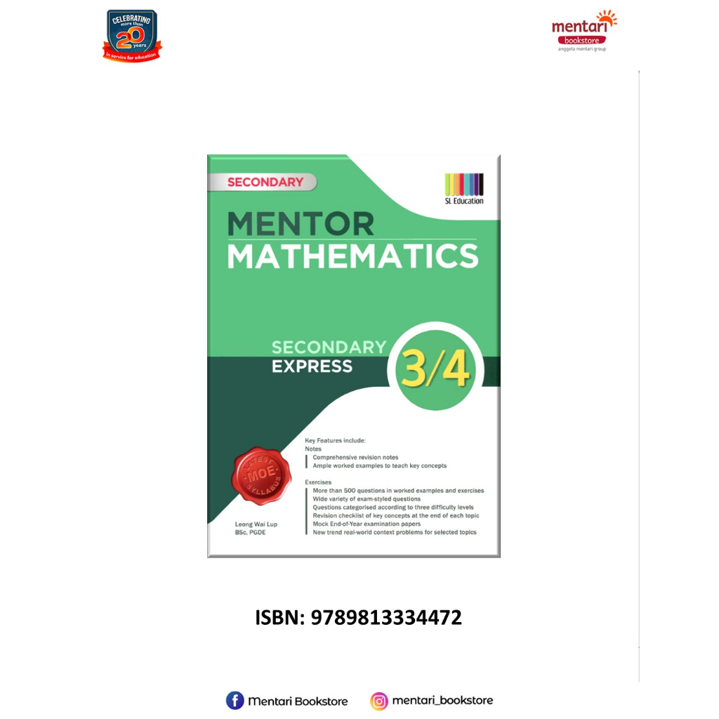 Jual Shinglee - Mentor Mathematics Secondary 3&4 Express | Buku Latihan ...