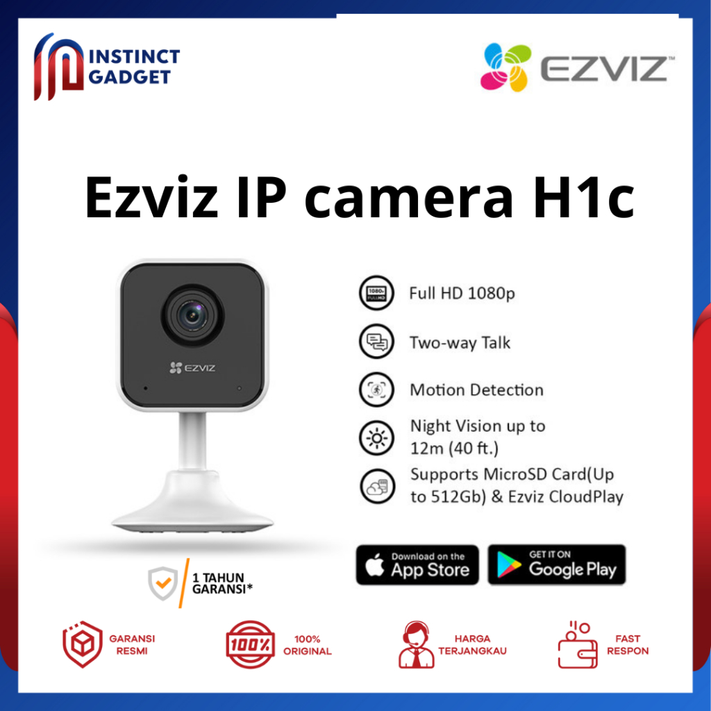 Jual Smart Home Camera Ezviz H1C 2Mp Indoor Original Garansi Resmi ...