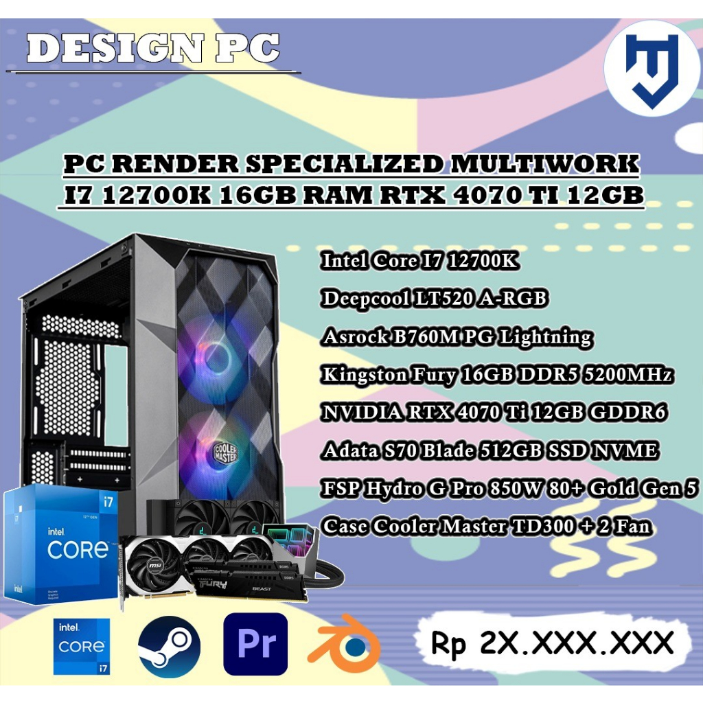 Jual PC RENDER SPECIALIZED MULTIWORK I7 12700K 16GB RAM RTX 4070 TI 12GB | Shopee Indonesia