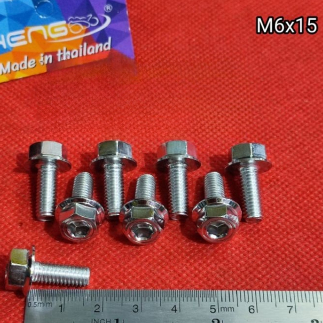Jual Baut probolt 6x15 drat 10 model 2KUNCI/HEXAGON stainless original HENG thailand | Shopee ...