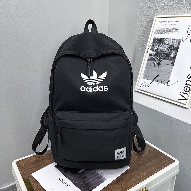 Jual TAS RANSEL ADIDAS // BACKPACK ADIDAS FULL BLACK SIMPLE LOGO ...