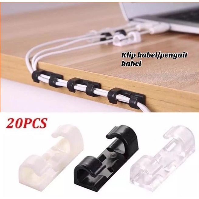 Jual I205 Klip Kabel Organizer Cable Clip Pengait Kabel isi 20 PCS ...