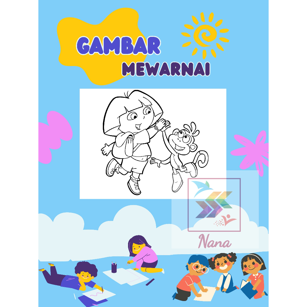 Jual Gambar Sketsa Mewarnai / Dora / Part 1 / Gambar Sketsa / Gambar ...