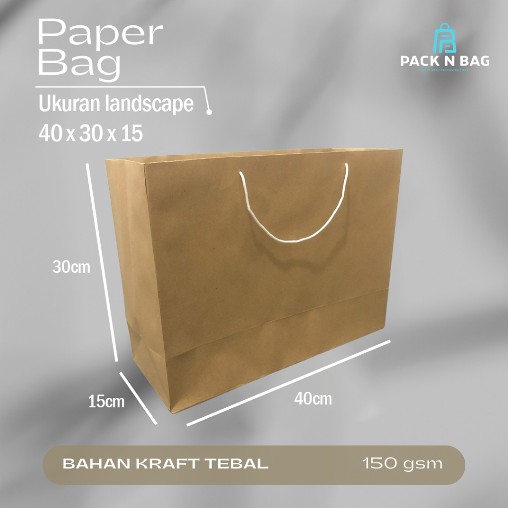 Jual paper bag 25 x 35 bahan kraft 150gsm tebal (30x40) (20x26) (20x30 ...
