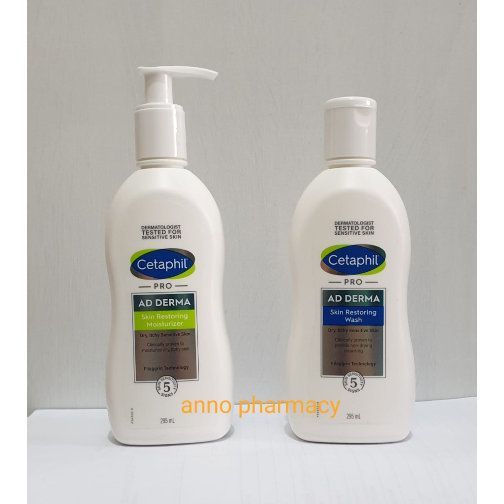 Jual Cetaphil PRO AD DERMA SKIN RESTORING WASH / MOISTURIZER LOTION 295 ...