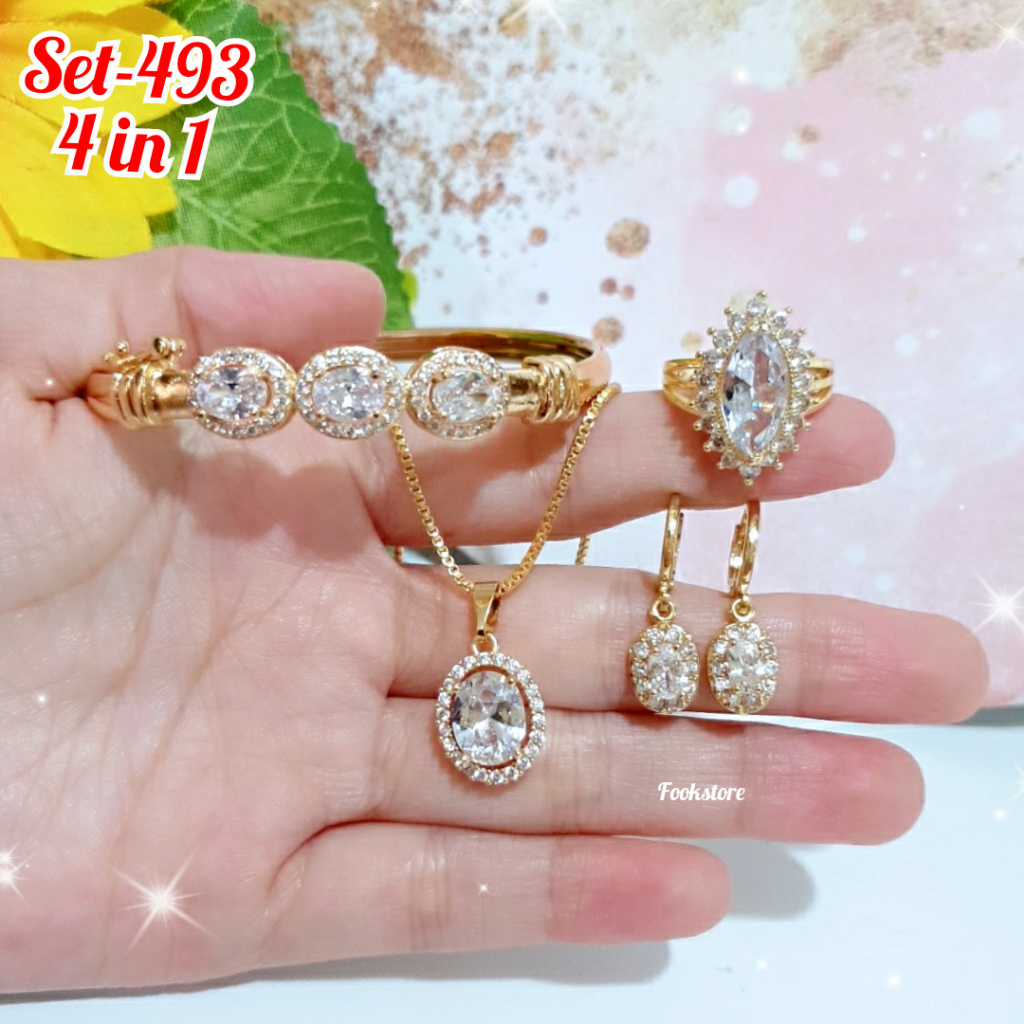 Jual SET PERHIASAN DEWASA 4 IN 1 MOTIF PERMATA /SET-113/SET-493 ...