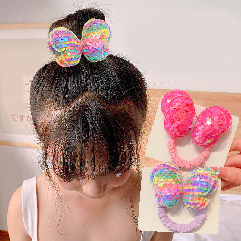 Jual Ikat Rambut Anak Motif Pita Kupu-kupu Model Sequin Manik Aksesoris ...