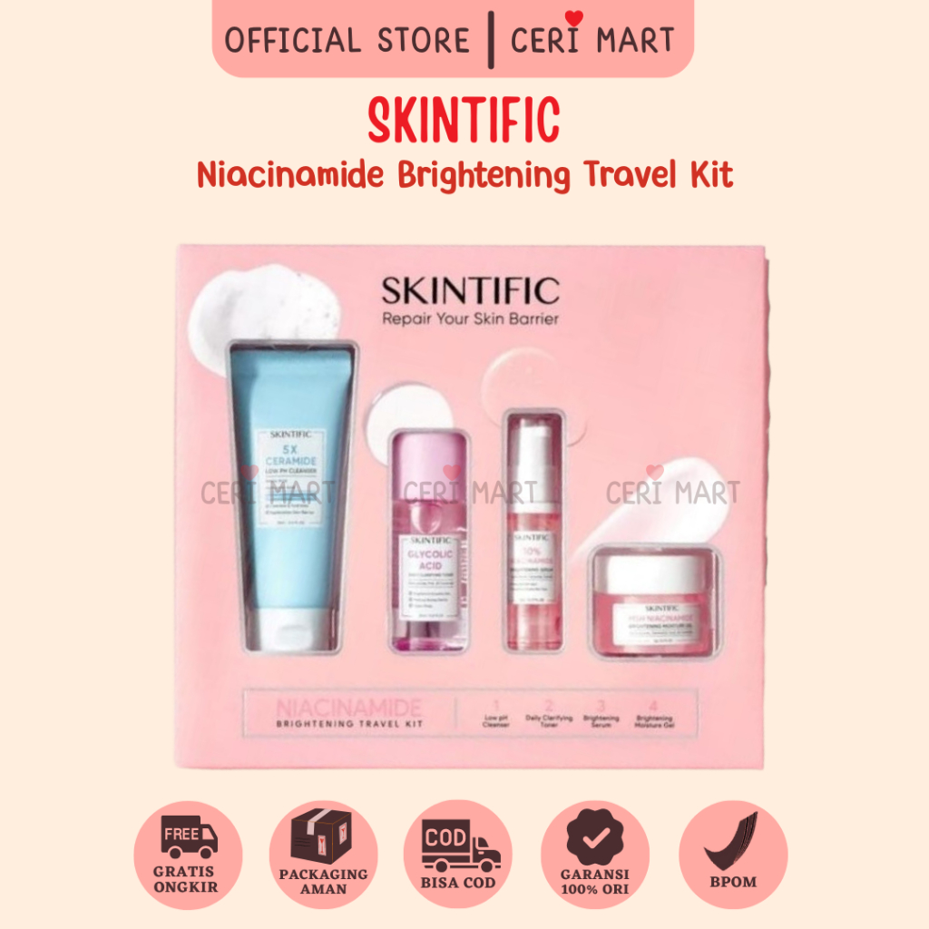 Jual SKINTIFIC MSH NIACINAMIDE BRIGHTENING TRAVEL KIT BPOM Repair Kit ...