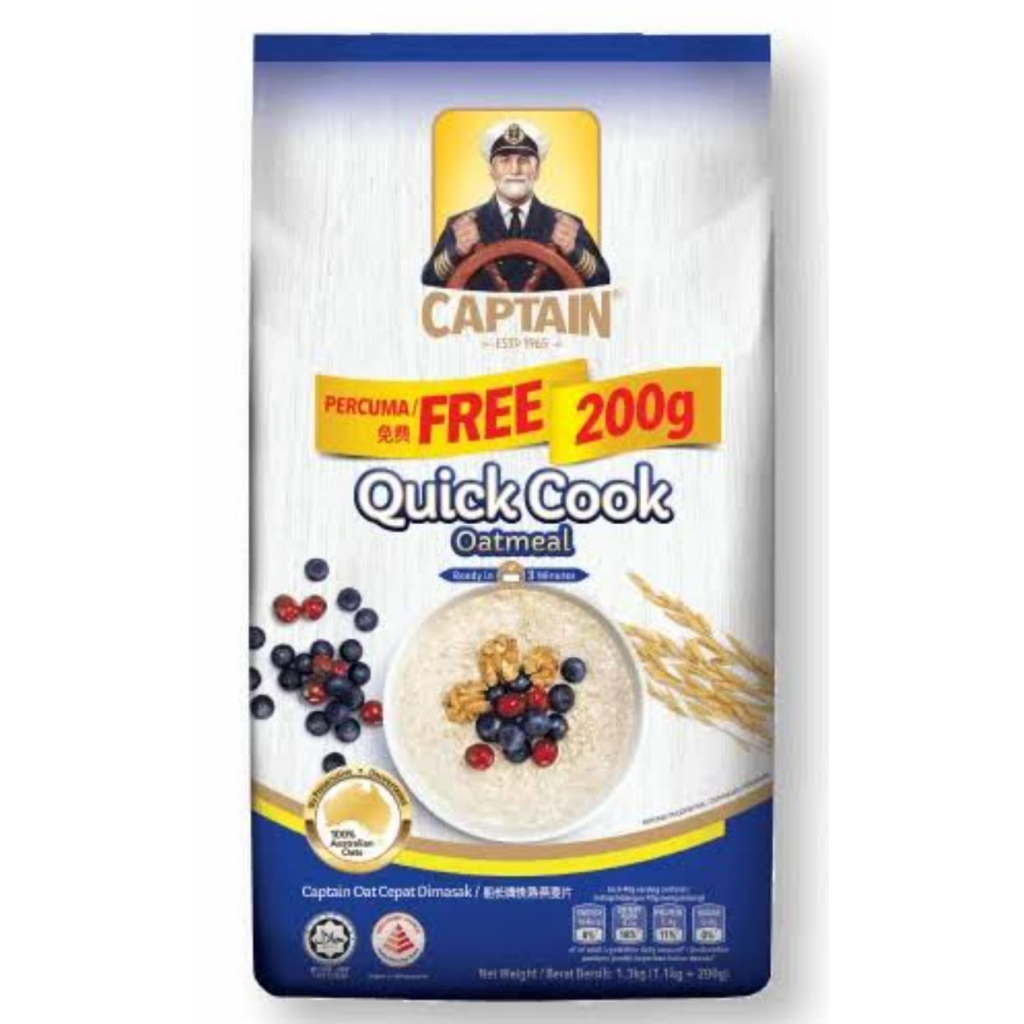Jual Captain Oats Biru - Quick Cook Cereal 800g + 200g | Shopee Indonesia