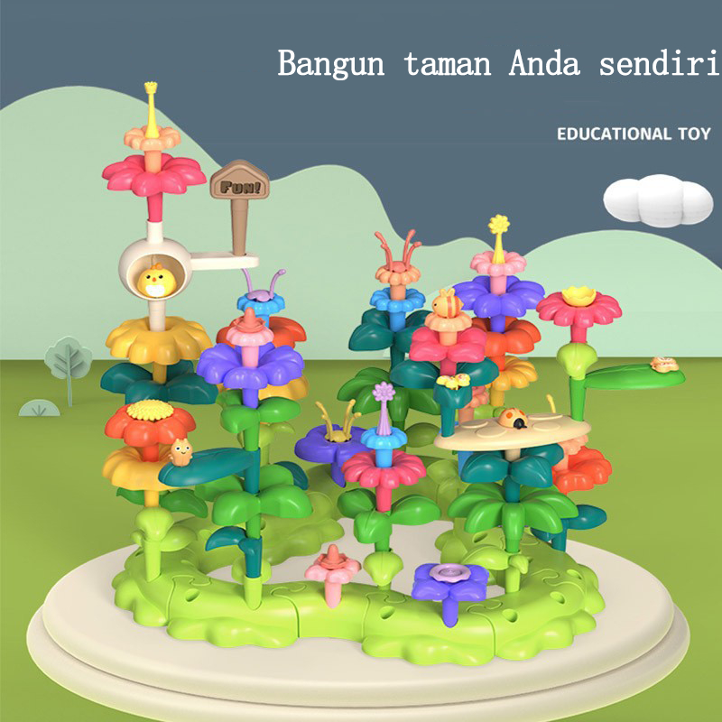 Jual Set mainan bangunan taman bunga Set mainan edukasi untuk anak ...