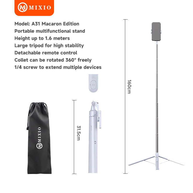 Jual MIXIO A31 MACARON EDITION Tongsis Bluetooth Selfie Stick Tripod ...