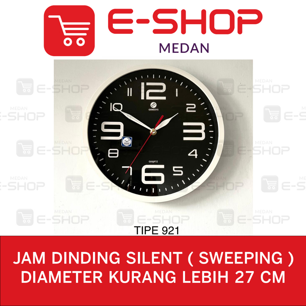 Jual Jam Dinding Detak / Silent ( Sweeping ) Gambar Polos Hitam / Putih ...