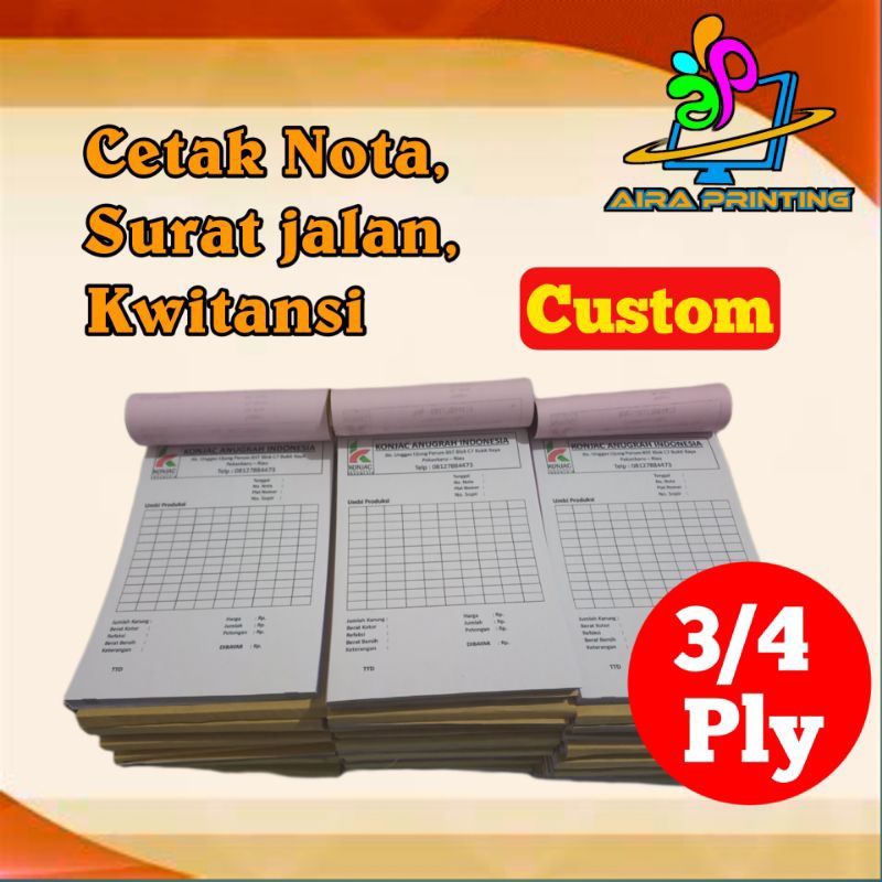 Jual Cetak Nota Bon Faktur Surat Jalan Kwitansi Toko 3 play / 4 ply ...