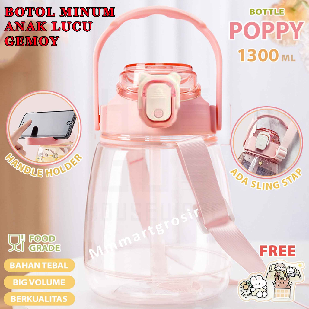 Jual Botol Minum Anak / Botol Bening Lucu / Botol Gemoy Free Sticker ...