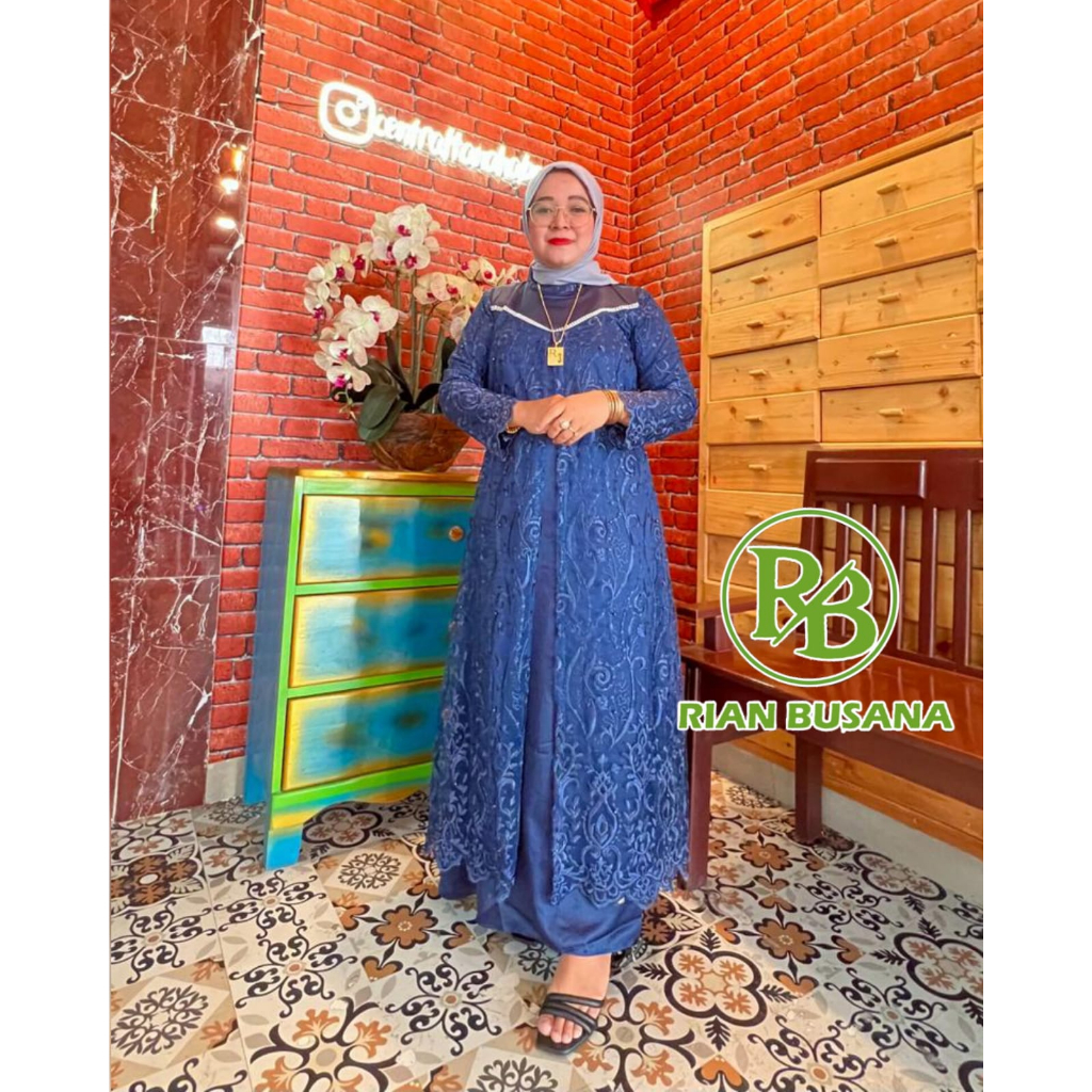 Jual GAMIS KONDANGAN MEWAH SATIN VELVET MIX TILE BROKAT PREMIUM || GAMIS RASYA SANGHAI MAXI ...