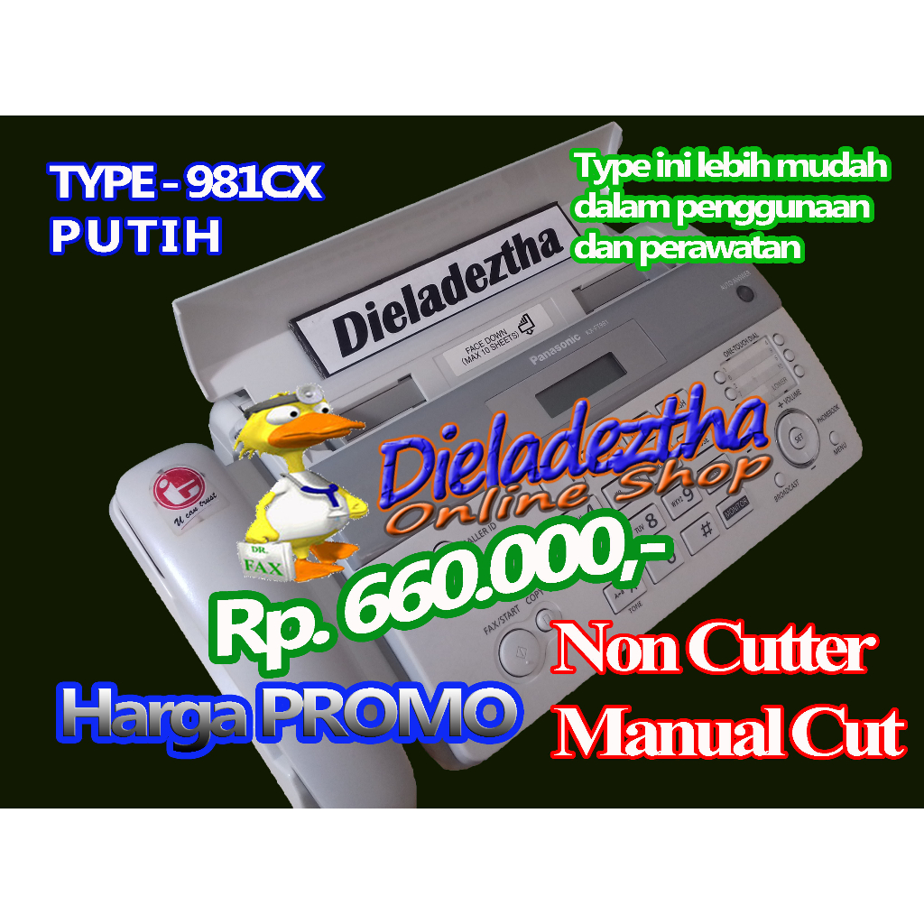 Jual Mesin Fax Panasonic Non Cutter (Manual cutter) Second Fungsi ...
