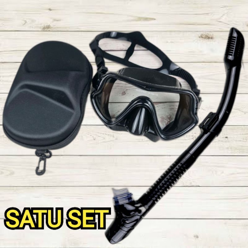 Jual (COD) Satu Paket Kacamata Selam Scuba Diving Snorkeling Tempered ...