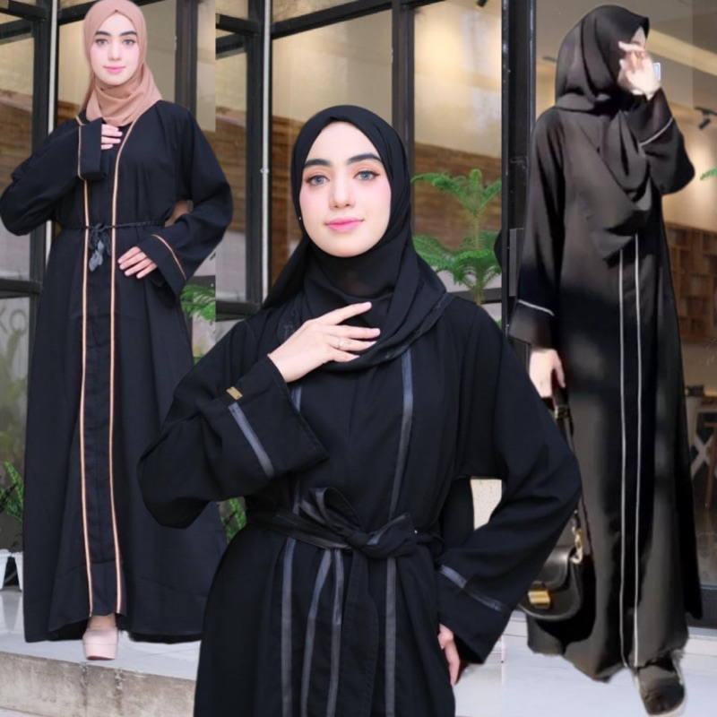 Jual Abaya syari basic polos gamis hitam dress arab turkey jetblack bordir | Shopee Indonesia