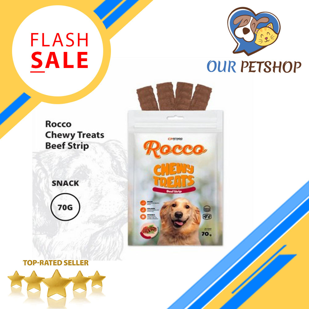 Jual Snack Anjing Rocco Chewy Treats Beef Strip 70gr - Rocco Treats ...