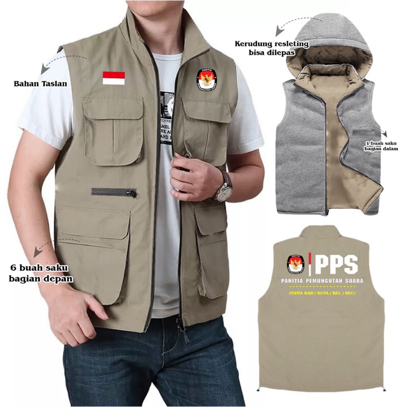 Jual JAKET ROMPI PPS (PANITIA PEMUNGUTAN SUARA) MODEL KANTONG 4 ROMPI ...