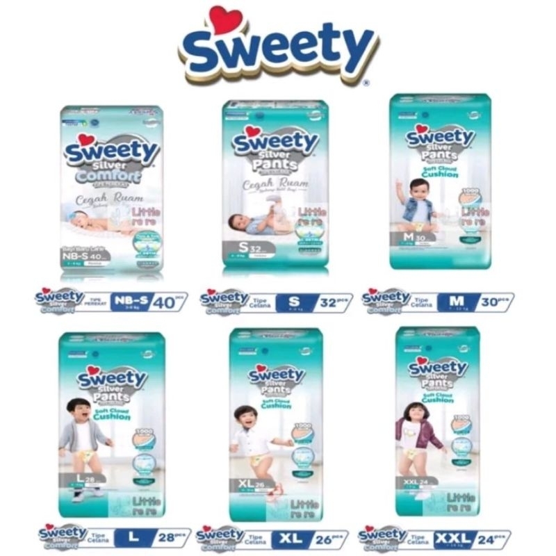 Jual SWEETY SILVER PANTS NB-S40 / S32 / M30 / M46 / L28 / XL26 / XXL24 ...