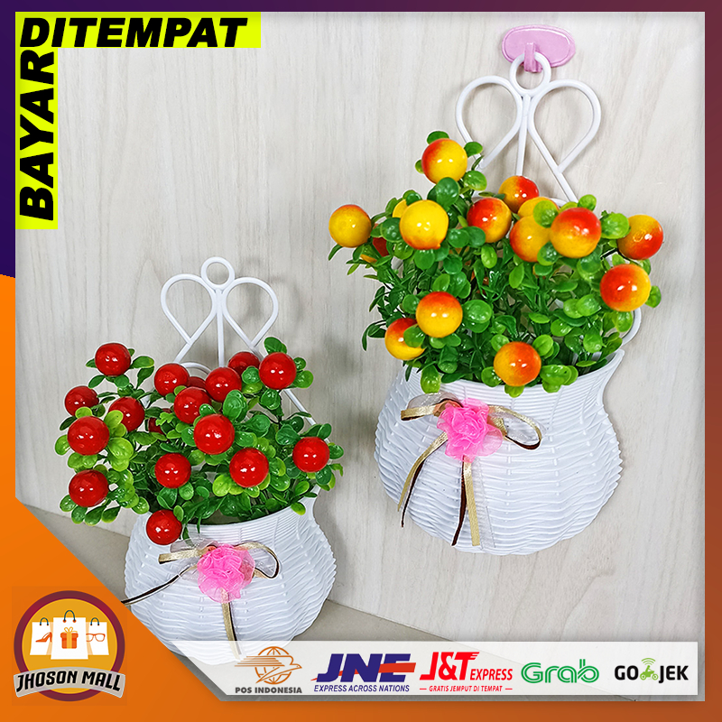 Jual JM Pot Bunga Mawar Plastik Tanaman Hias Gantung Ornamen Bunga Rose ...
