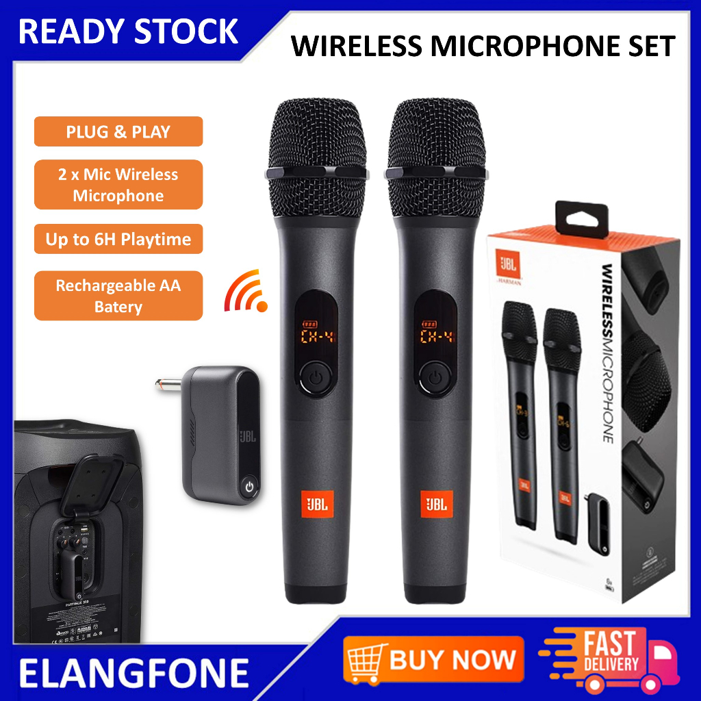 Jual JBL Microphone Wireless 2 Mic Profesional Mic Karaoke With ...