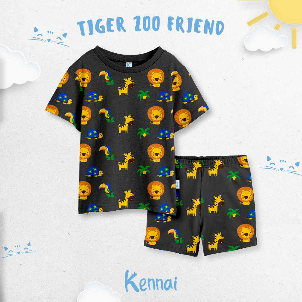 Jual Kennai Setelan Anak TIGER ZOO FRIEND Full Print Series Set Pendek ...