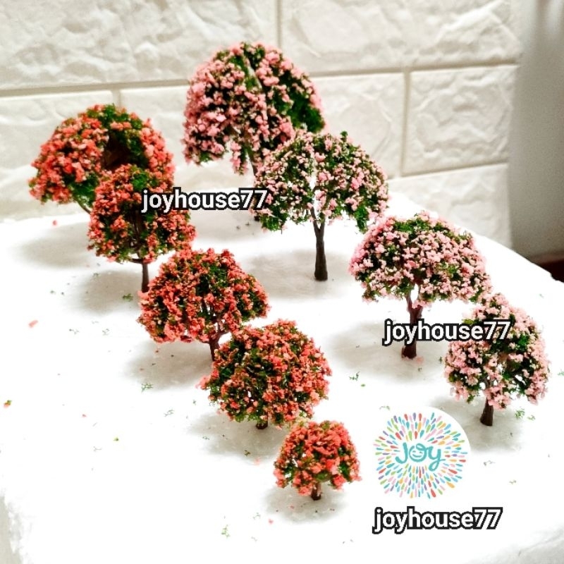 Jual 1pc Miniatur Pohon Bunga Warna Pink Rindang Bahan Maket Landscape ...
