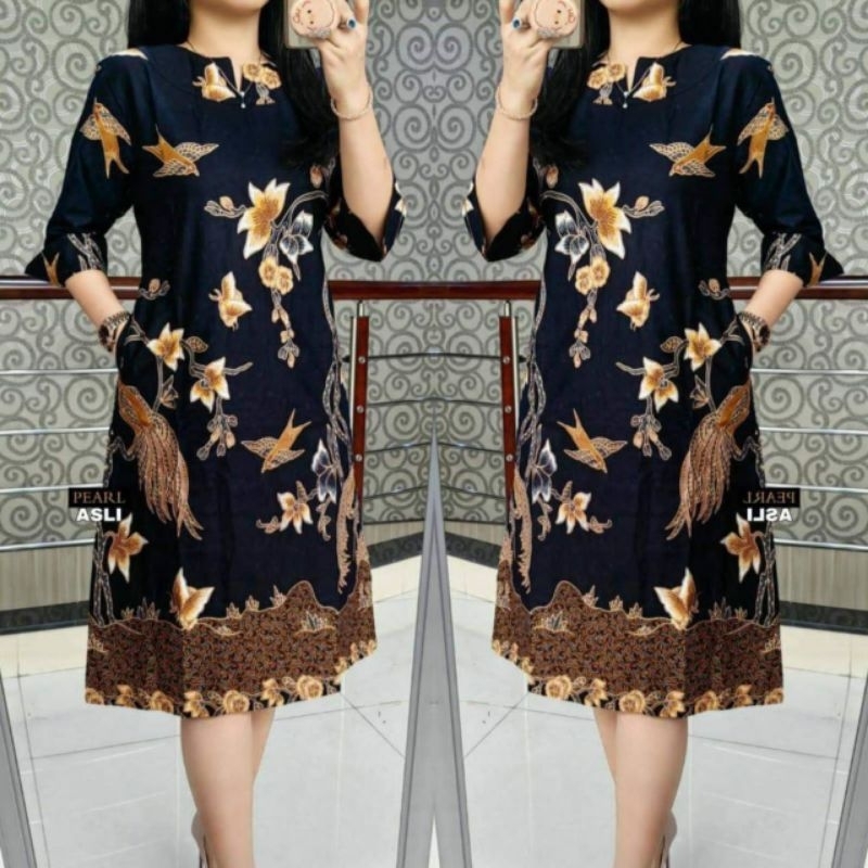 Jual DRESS BATIK JUMBO ATASAN WANITA MODERN M L XL XXL 3L 4L 5L | Shopee Indonesia