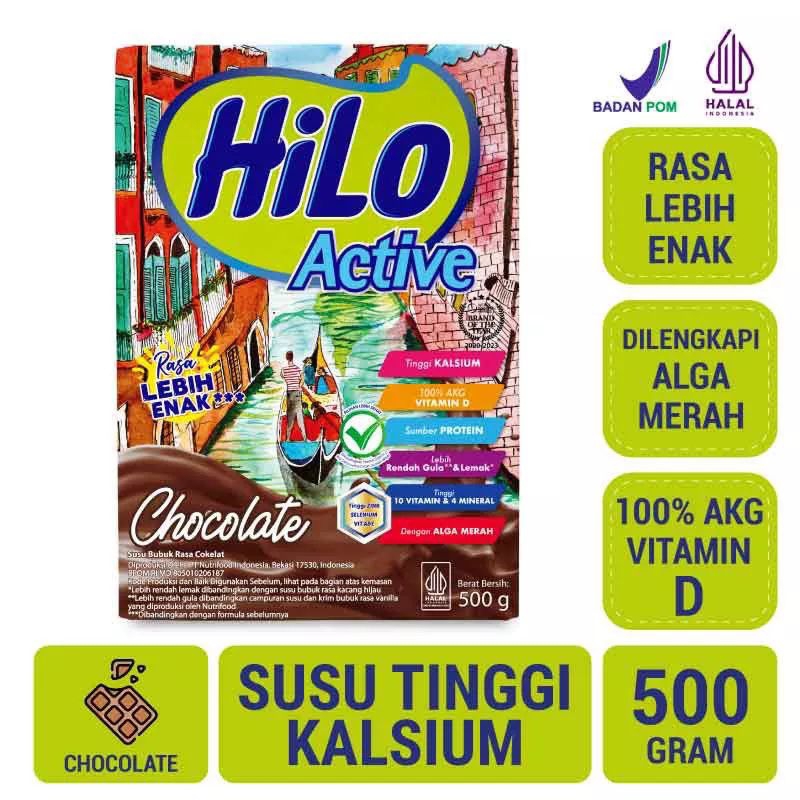 Jual HILO ACTIVE CHOCOLATE VANILA 500g | SUSU TINGGI KALSIUM | Shopee ...