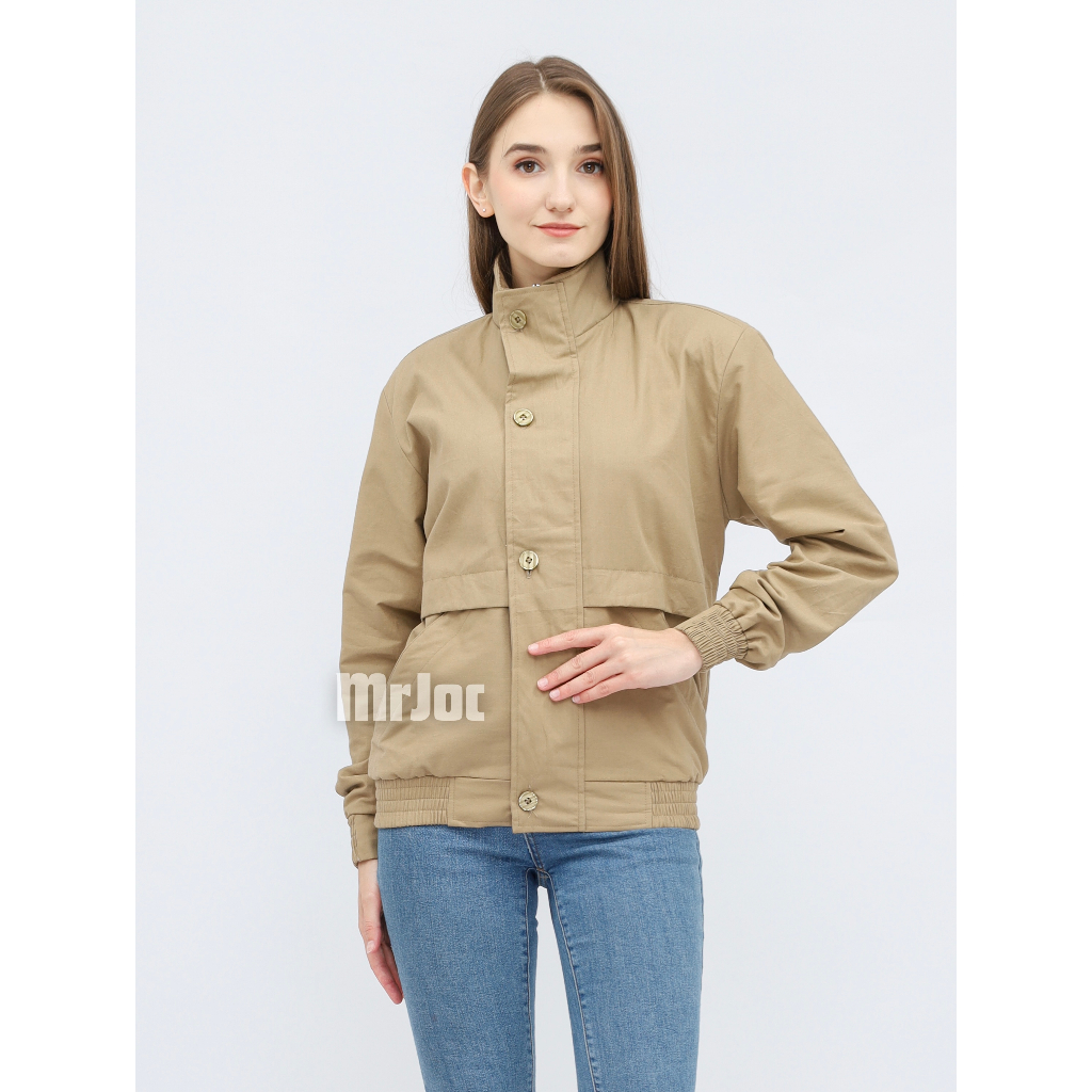 Jual Jaket Wanita Premium Outerwear Mantel Basic Krem | Shopee Indonesia
