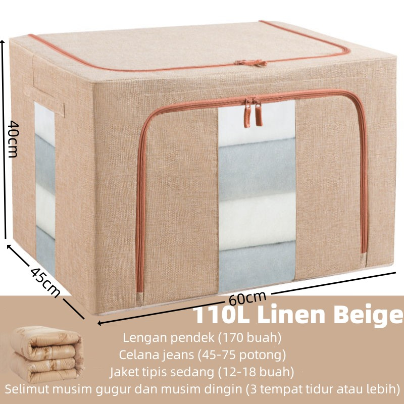 Jual linen katun lebih tebal organizer box Lipat storage box pakaian ...