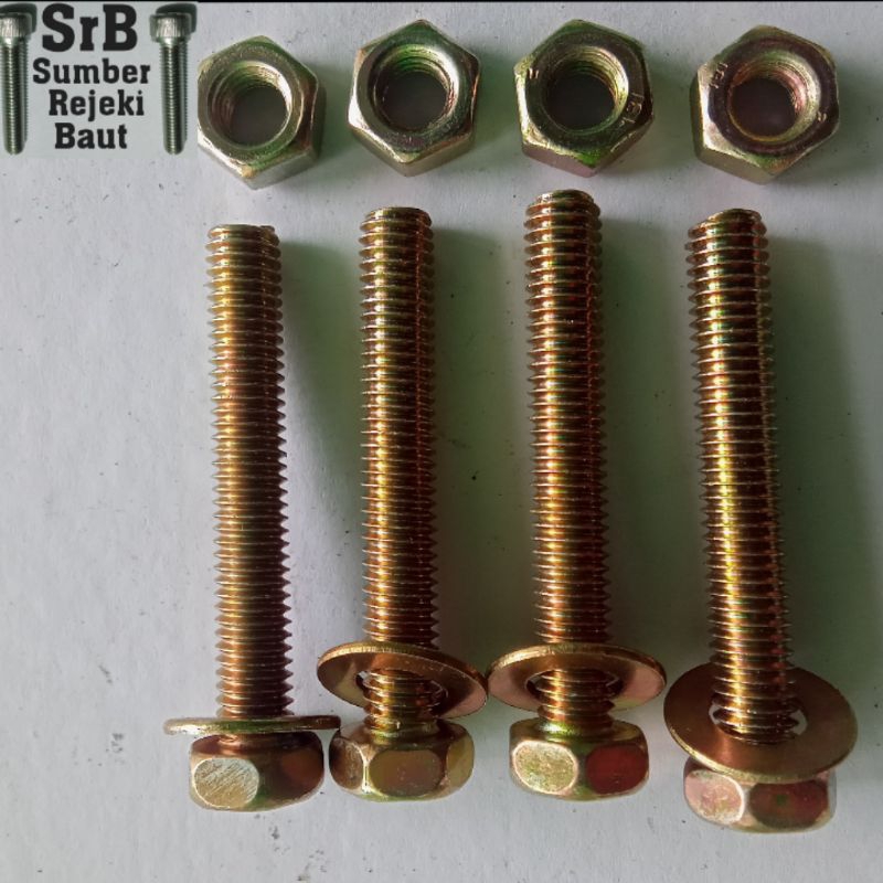 Jual Baut Mur Kuning M6×40 + Ring Harga Satuan | Shopee Indonesia
