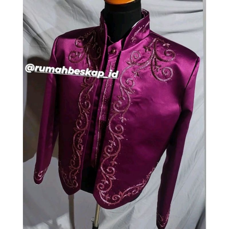 Jual beskap pengantin jawa/beskap jawa model solo burgundy | Shopee ...